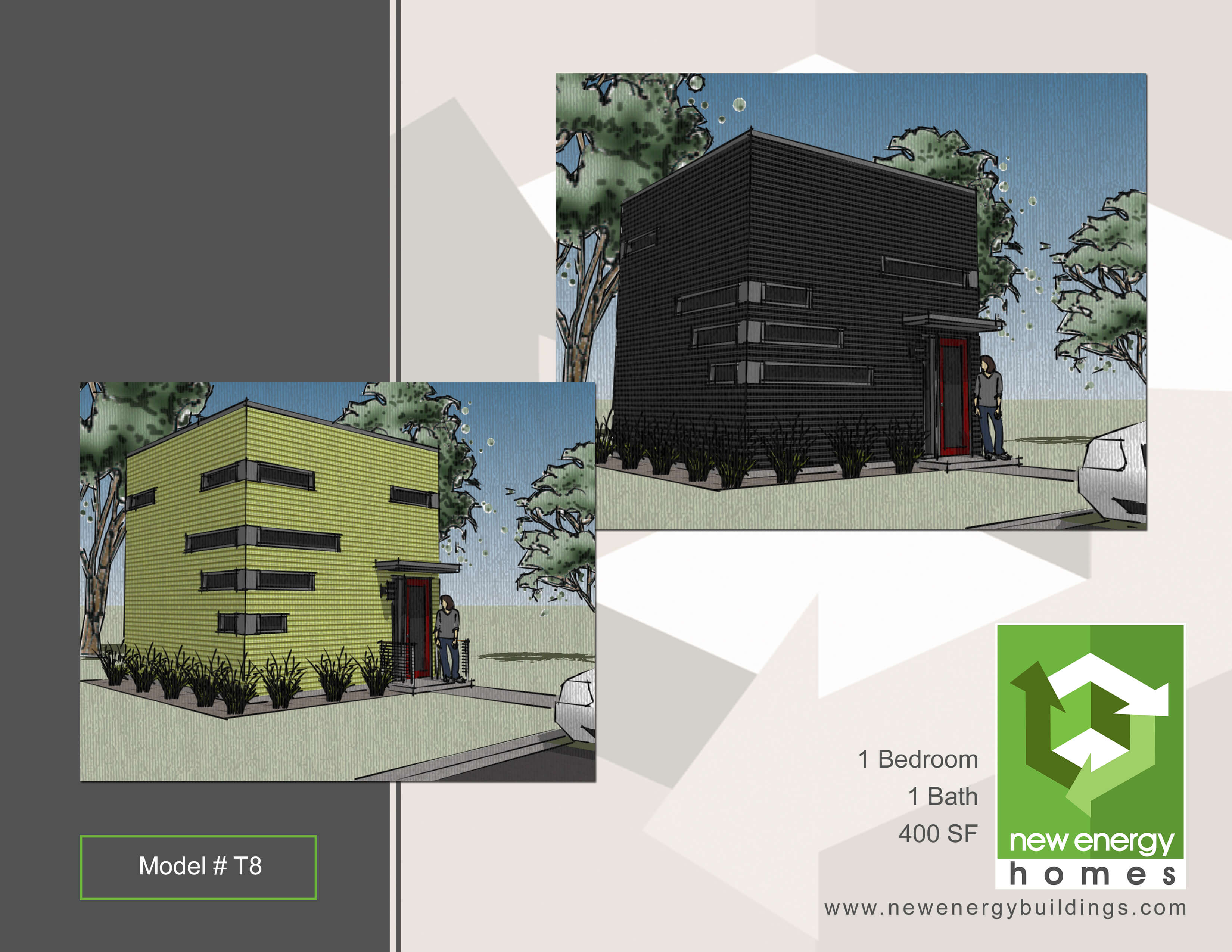 Modern Cube Tiny Home - NEH Model #T8 - New Energy Homes