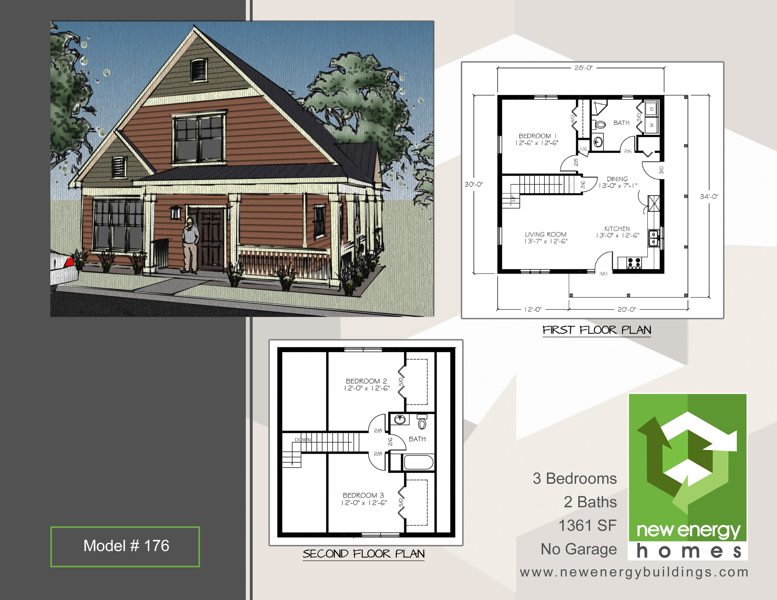 Traditional Cape Cod Home -NEH Model #176 - New Energy Homes